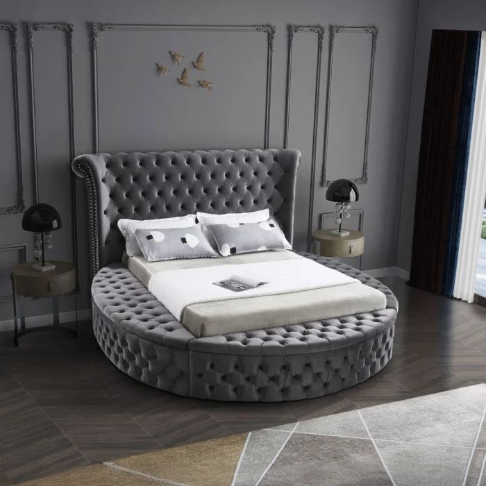 Tufted Modern Round Storage Bed - Coziness Home